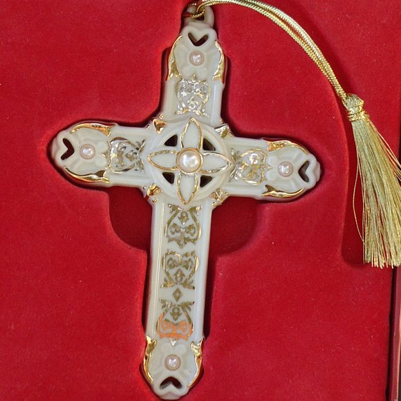 Lenox | Holiday | Lenox Florentine Pearl Christmas Cross Ornament ...